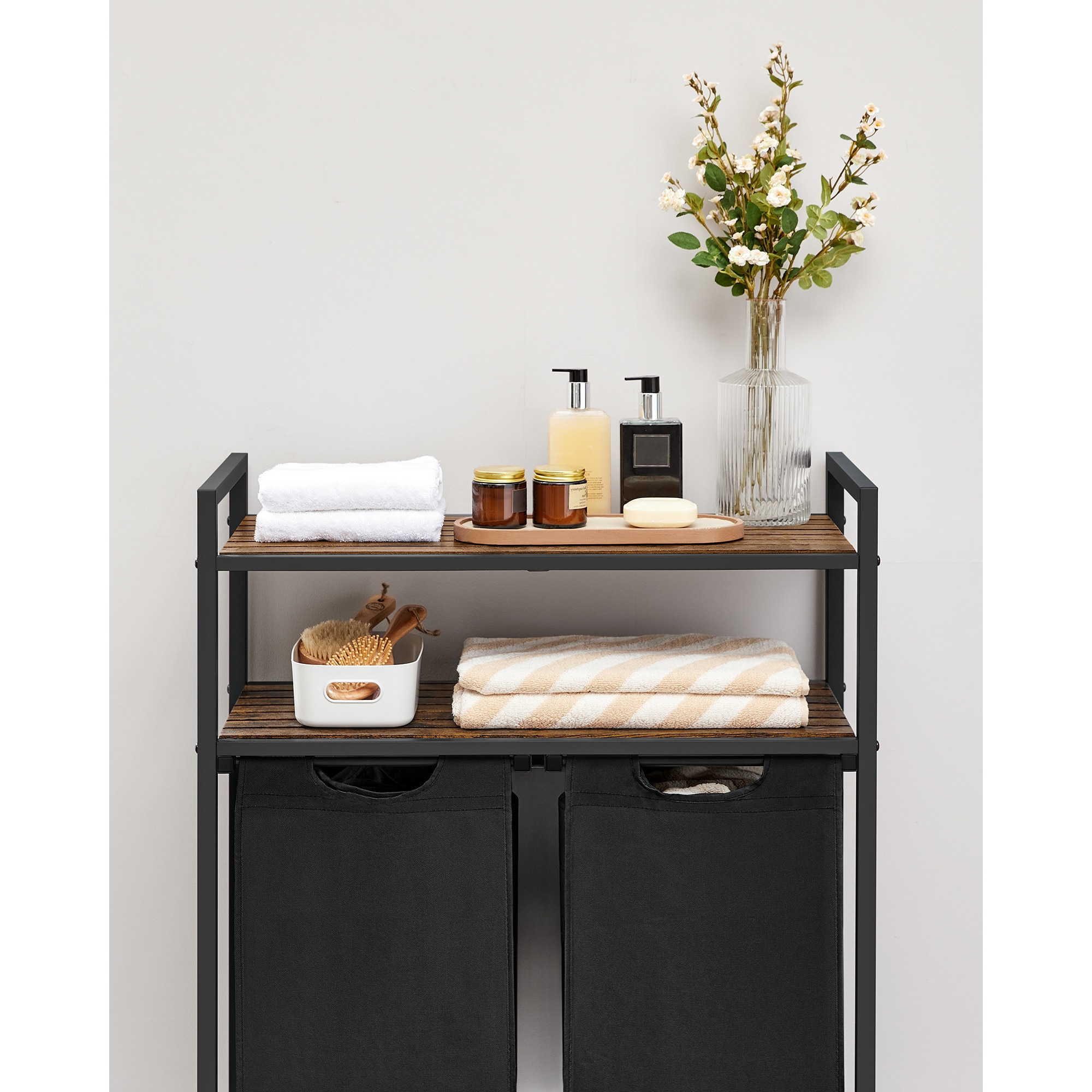 Cos de rufe, VASAGLE cos de rufe murdare, depozitare 2 compartimente, 2 ...