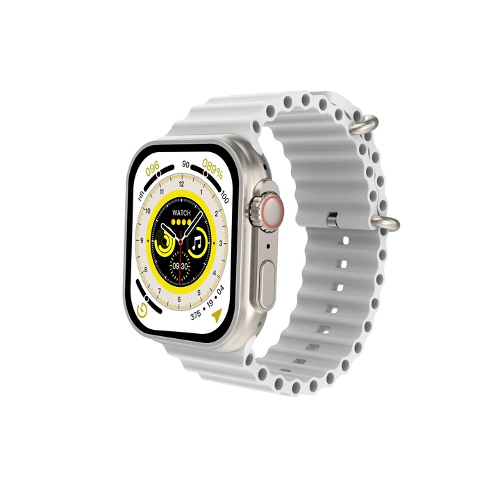 Set smartwatch, BeSmart, X90 Ultra, 4 in 1, Casti fara fir, Protector ...