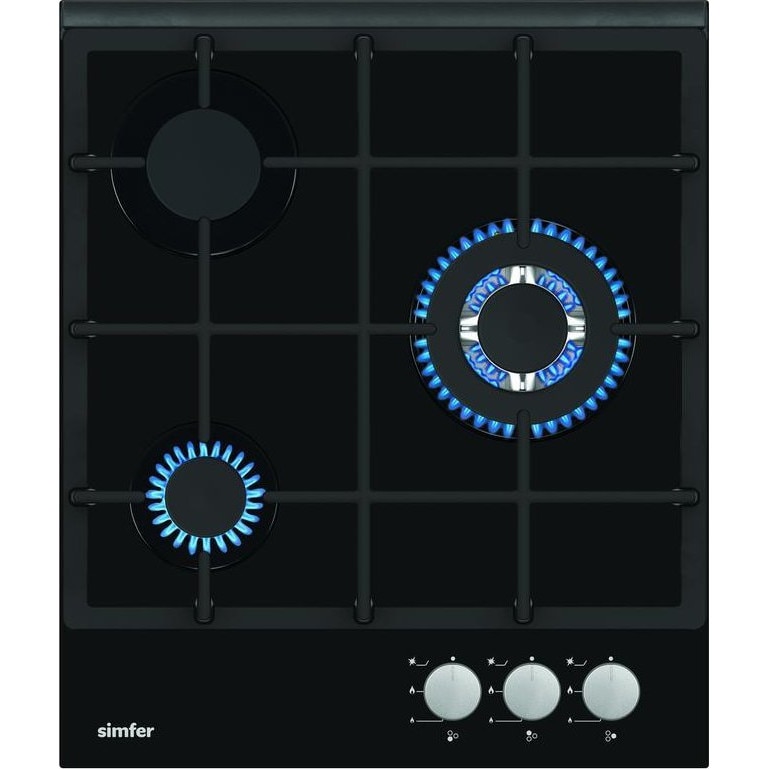 Plita pe gaz, Simfer, 3 arzatoare, 45 x 52 cm, Negru - eMAG.ro
