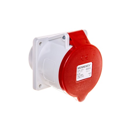Priza panou, Mennekes, Dreapta, 5P, 32A, 400V, IP44, Alb/Rosu - eMAG.ro