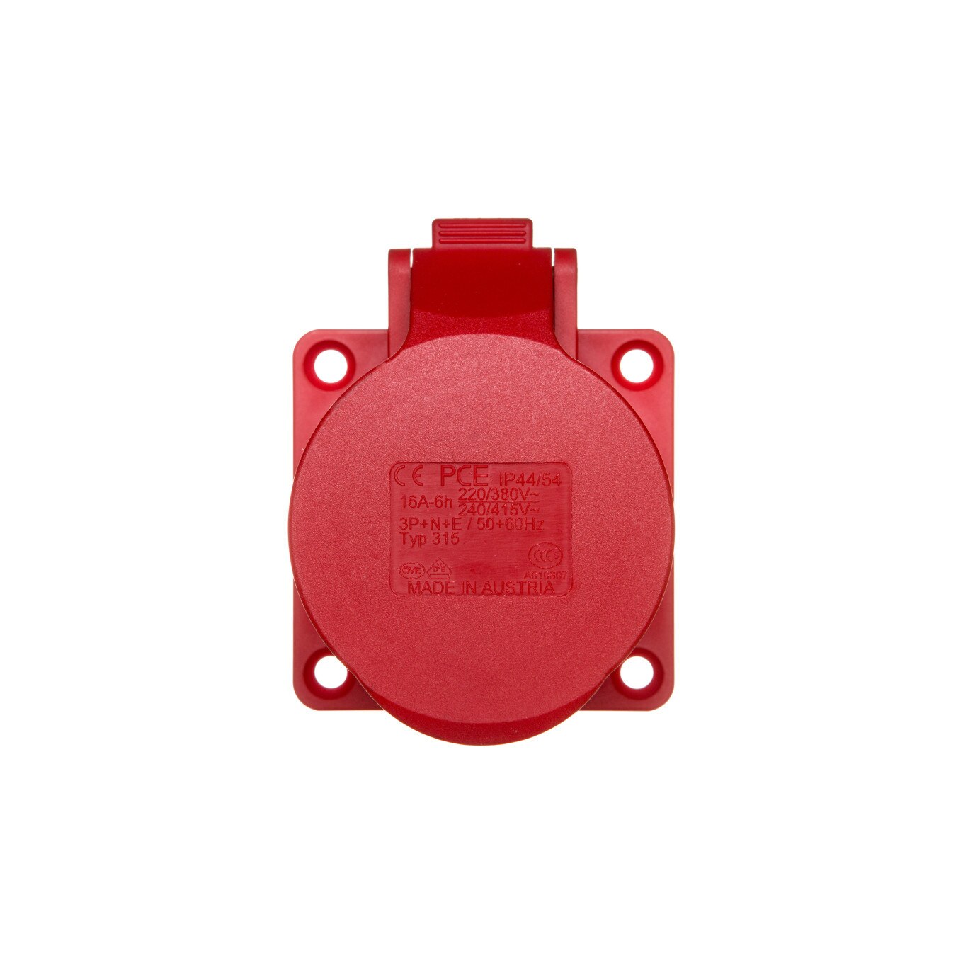 Priza panou, 16A, 5P, 400V, /70x70/ Rosu IP44 315-6 PCE (315-6_11132382 ...