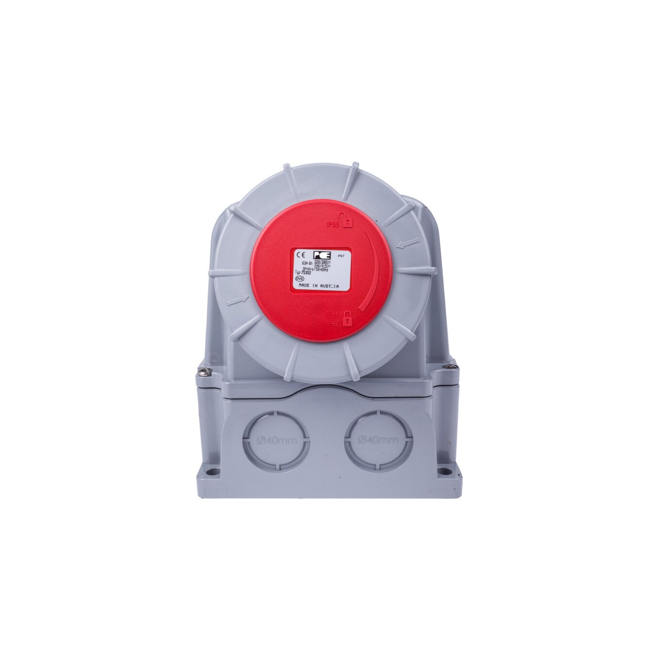 Priza industriala, PCE, 63 A, 400 V, IP67, Gri/Rosu - eMAG.ro
