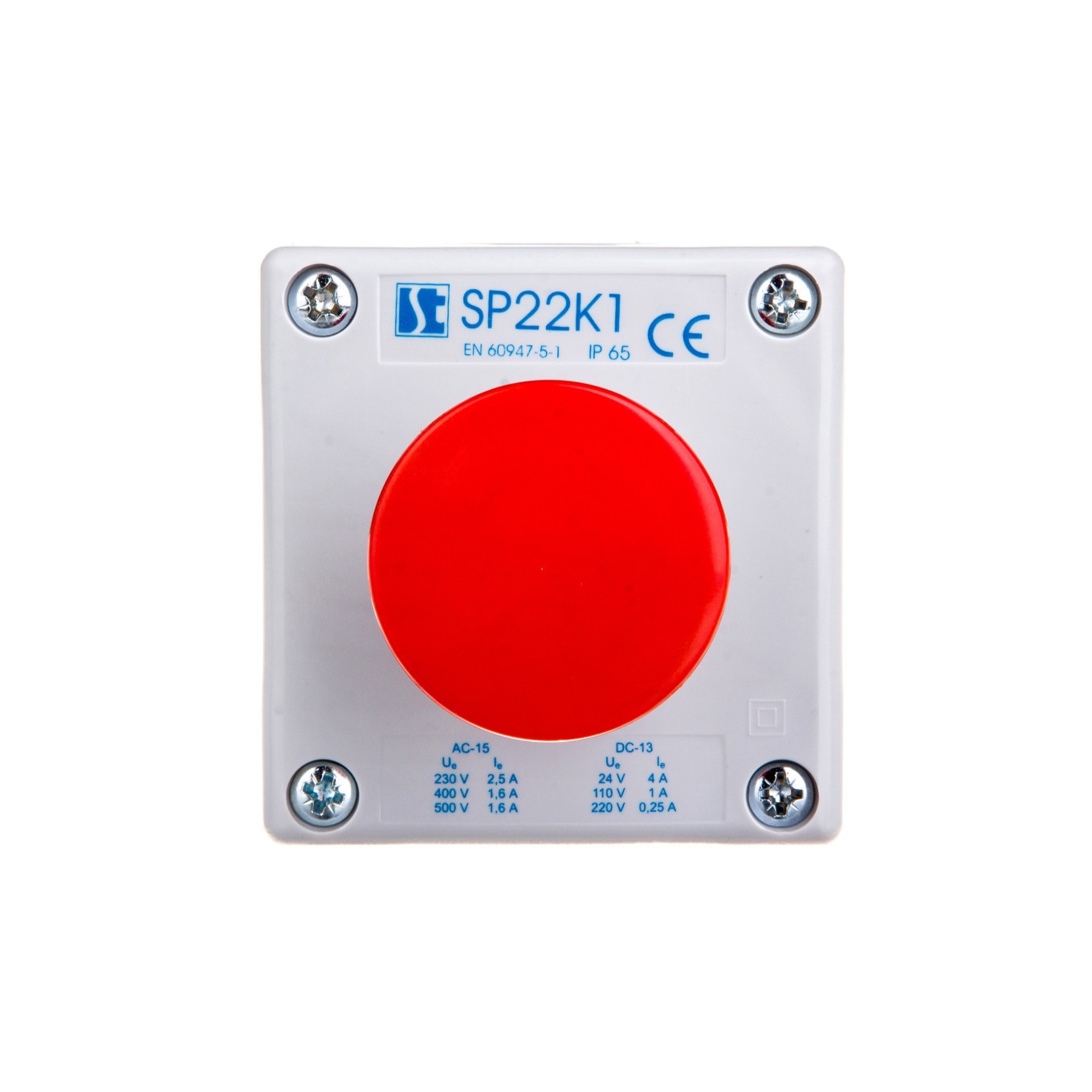 Cutie de control cu 1 orificiu buton ciuperca, 1R IP65, rosu - eMAG.ro