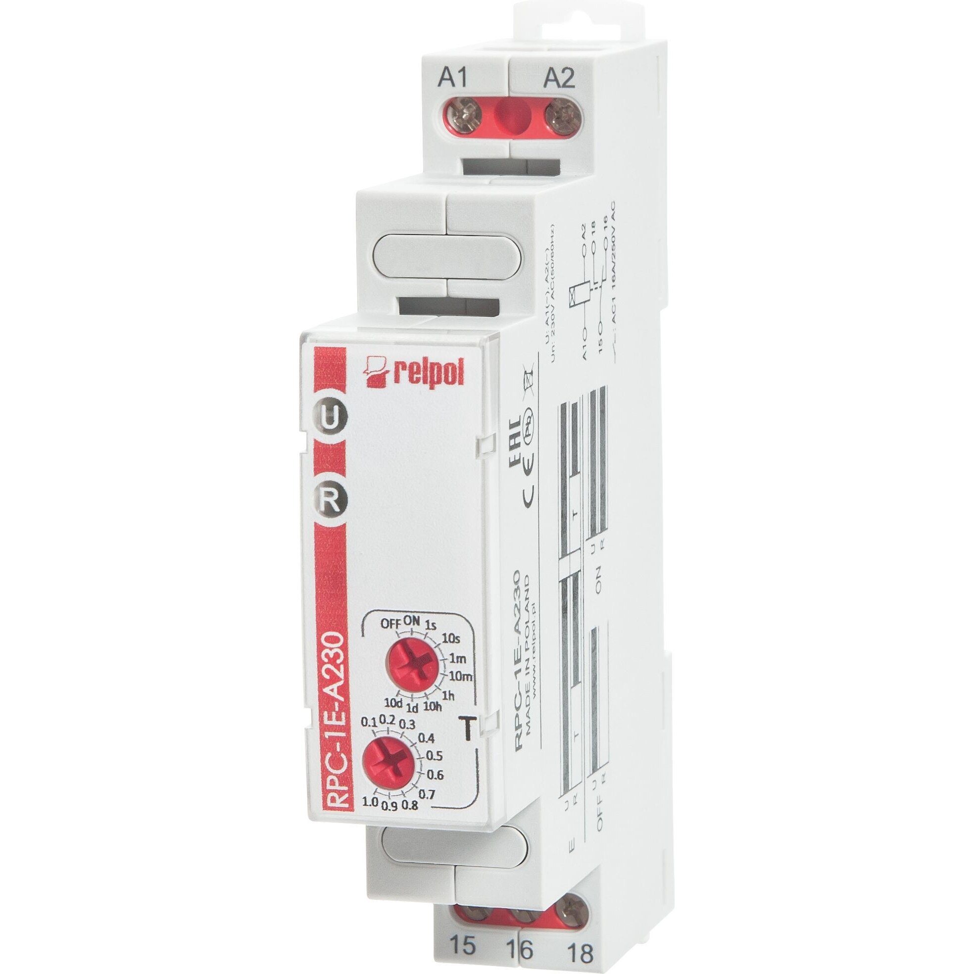 Releu de timp, Relpol, 1P 1 sec-10 zile, 230V AC 50/60 Hz, Alb - eMAG.ro