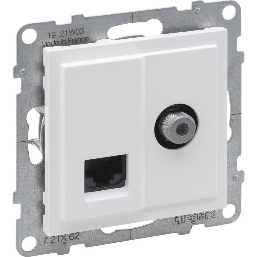 Priza TV, Legrand, Tip F, 1.5dB + RJ45, Cat 6 UTP, Alb - eMAG.ro