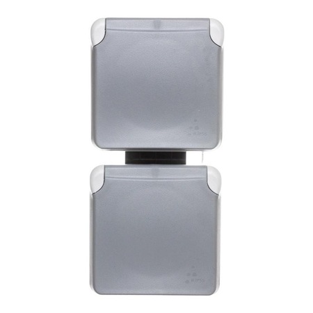 Priza dubla verticala cu capac, Legrand, 250V, IP55, 16A, Gri - eMAG.ro