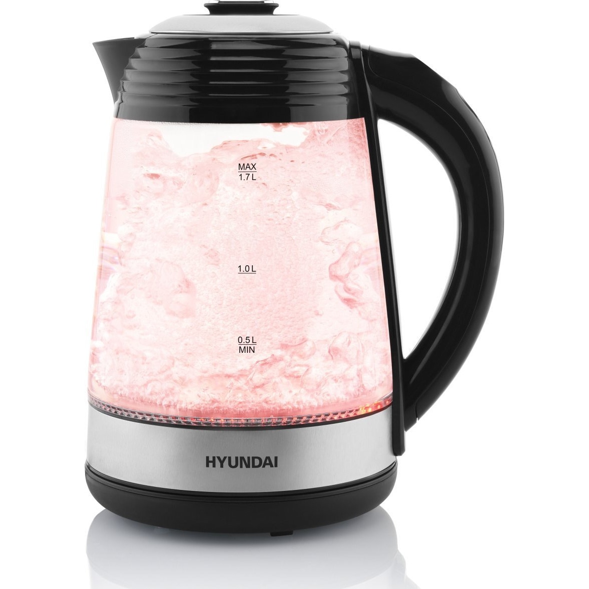 Fierbator electric, Hyundai, Inox, 2200 W, 1.7 L, Negru/Argintiu - eMAG.ro