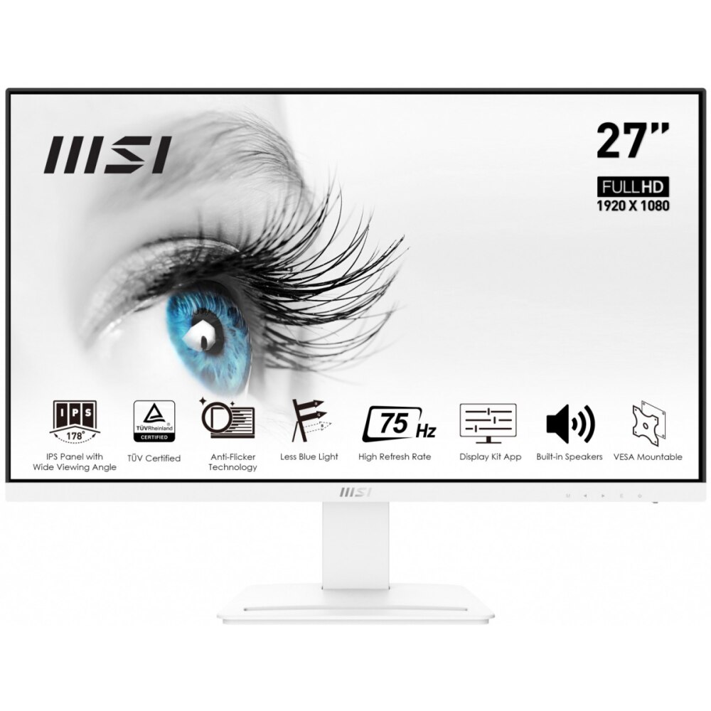 Monitor IPS FHD PRO MP273W, MSI, 27 inch, 1920x1080, HDMI, Alb - eMAG.ro