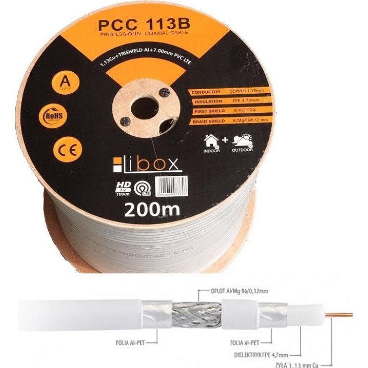 Cablu coaxial, Libox, SAT, 200m - eMAG.ro