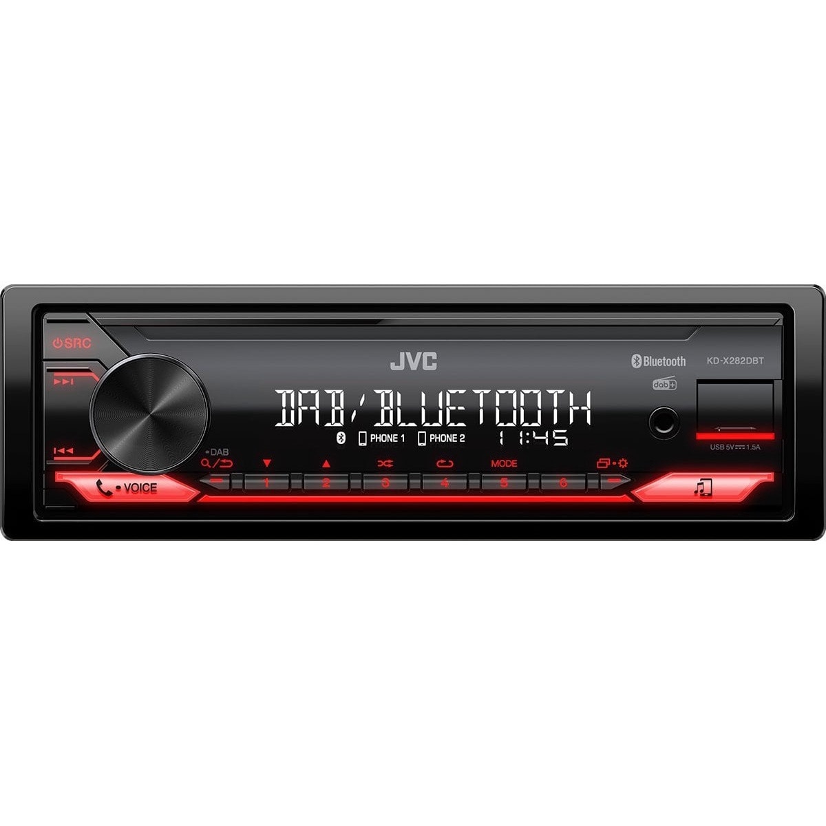 Radio auto KD-X282DBT, JVC, 200 W, LCD, Bluetooth, Negru/Rosu - eMAG.ro