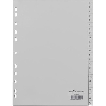 Set separatoare index, DURABLE, de la A la Z, A4, Plastic, 24 file, Gri ...