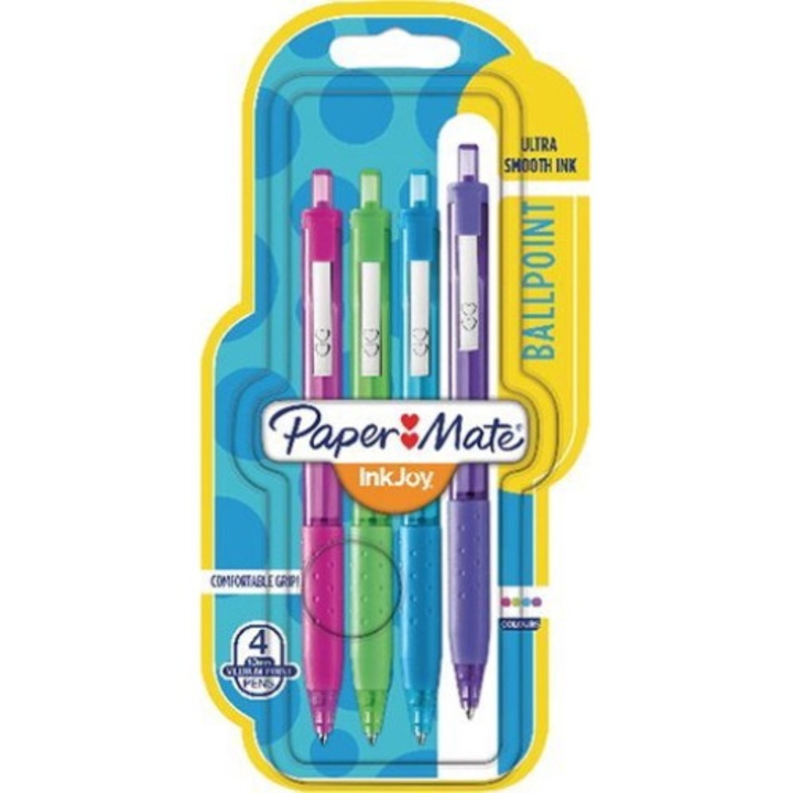 Комплект от 4 химикалки, Paper Mate, InkJoy 300 RT, Multicolor - eMAG.bg