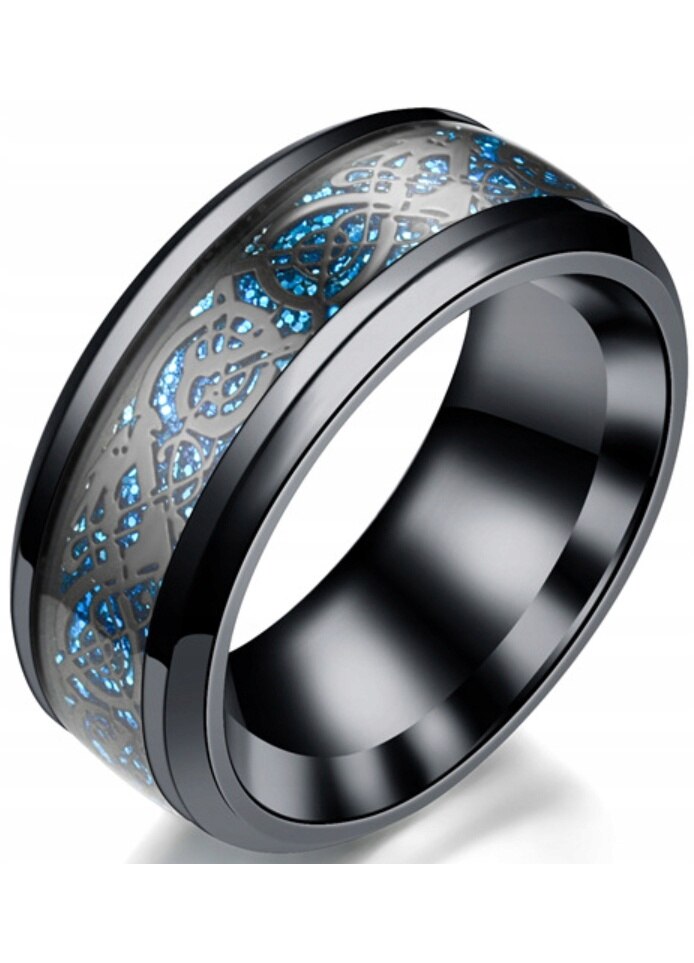 Inel, Inox, 18 mm, Negru/ Albastru - eMAG.ro