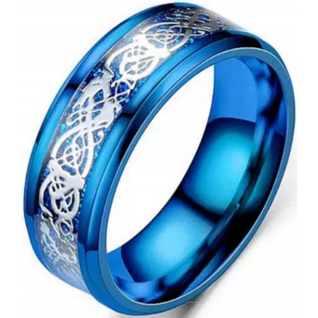 Inel barbati, Inox, Albastru/Argintiu - eMAG.ro