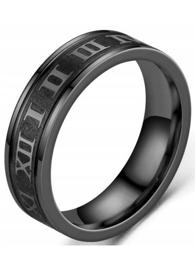 Inel tip ceas cu cifre romane, Inox, 17 x 6 mm, Negru - eMAG.ro