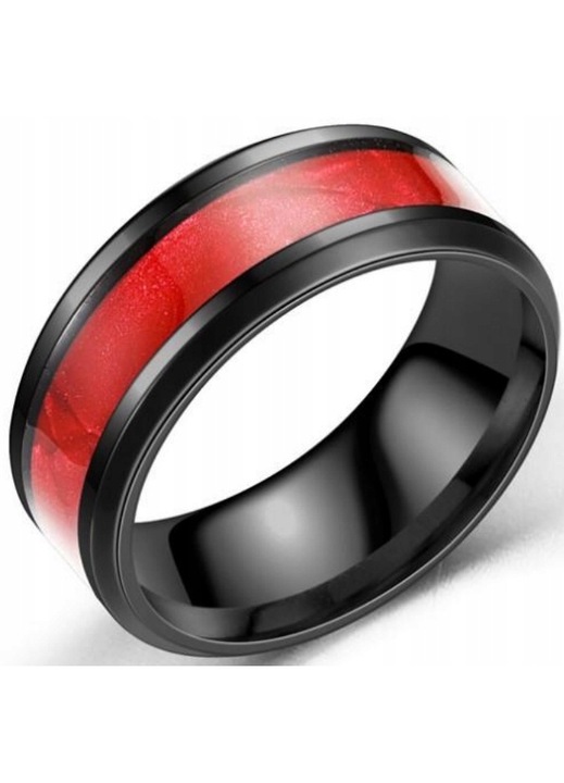 Inel dama, Inox, 20 mm, Rosu/Negru - eMAG.ro