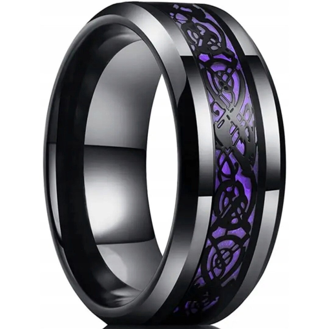 Inel barbati, Inox, Negru/Mov - eMAG.ro