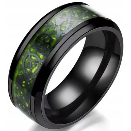 Inel barbati, Inox, Verde/Negru - eMAG.ro