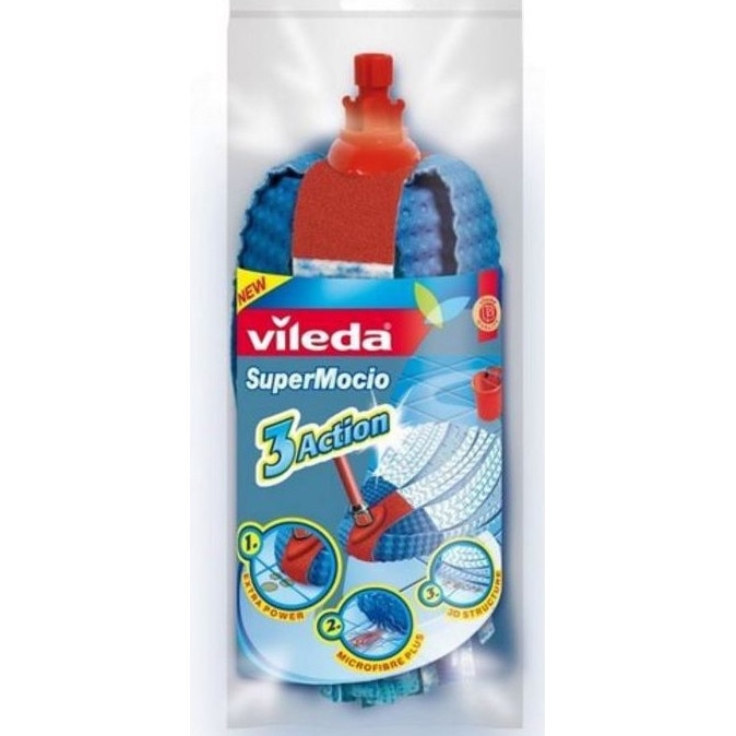 Insertie de mop, Vileda, Microfibra, Albastru - eMAG.ro