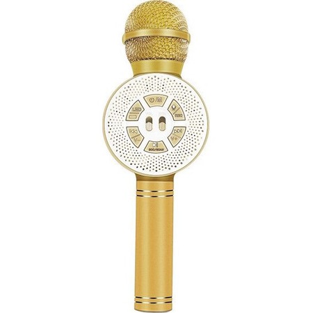Microfon cu difuzor incorporat pentru karaoke Vega, Auriu, 10000 Hz ...