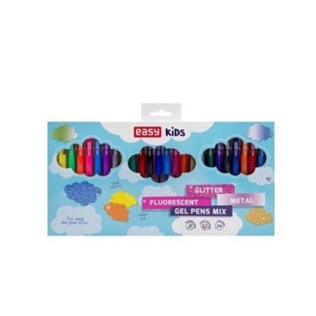Set pixuri cu gel Easy Kids, Sclipici, 24 de culori - eMAG.ro