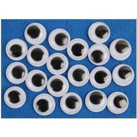 Set 12 ochisori autoadezivi Fandy, 20mm, alb/negru, pentru artizanat ...