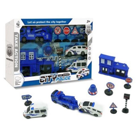 Set statie de politie Artyk, 2 masinute, Camion de tractare, Accesorii ...