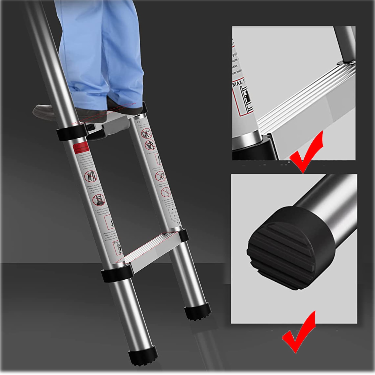 Scara telescopica, Hooha, 6,3 m, Negru - eMAG.ro