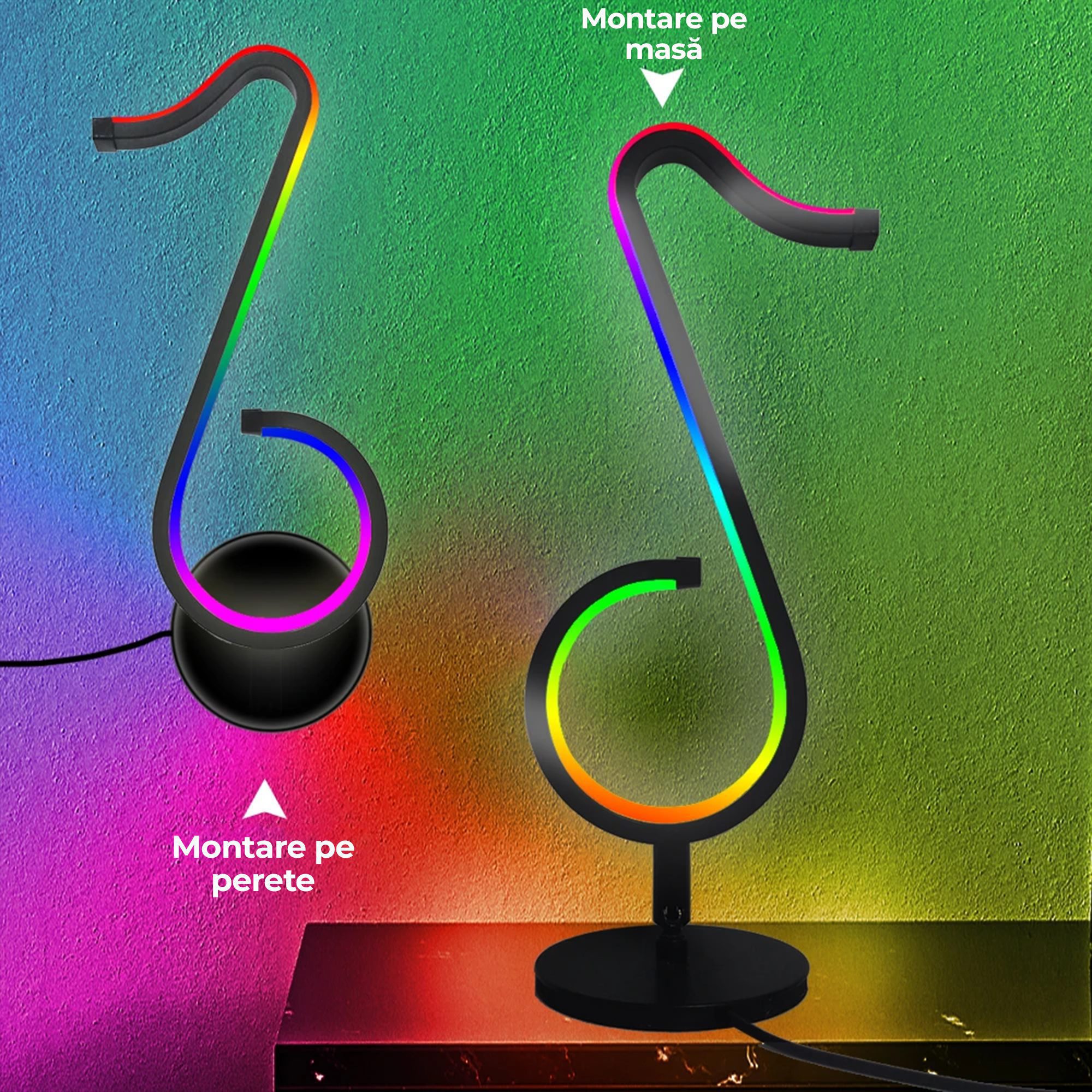 Lampa LED RGB PadForce® de perete, noptiera sau birou, decor Gaming ...