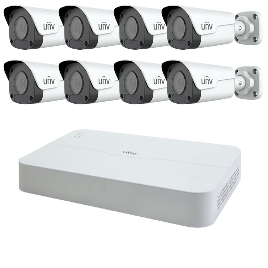 Sistem supraveghere Uniview 8 camere IP 4MP lentila 2.8mm NVR 4K 8 canale 8MP - eMAG.ro