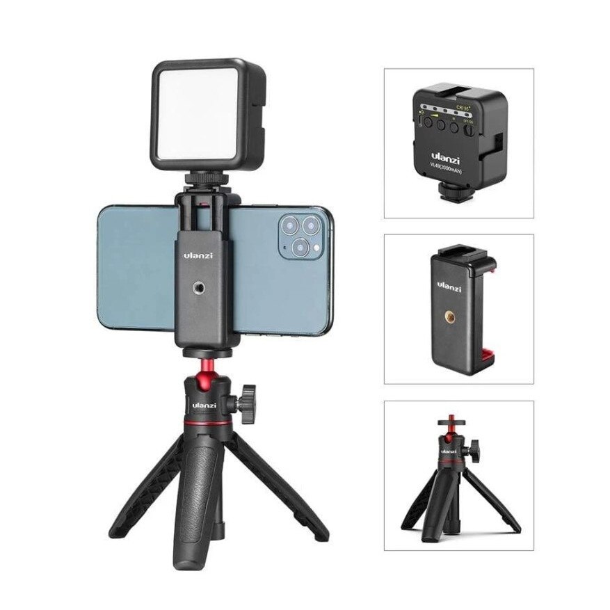 Ulanzi mini állvány vlog készlet MT-08+okostelefon tartó ST-07+LED ...