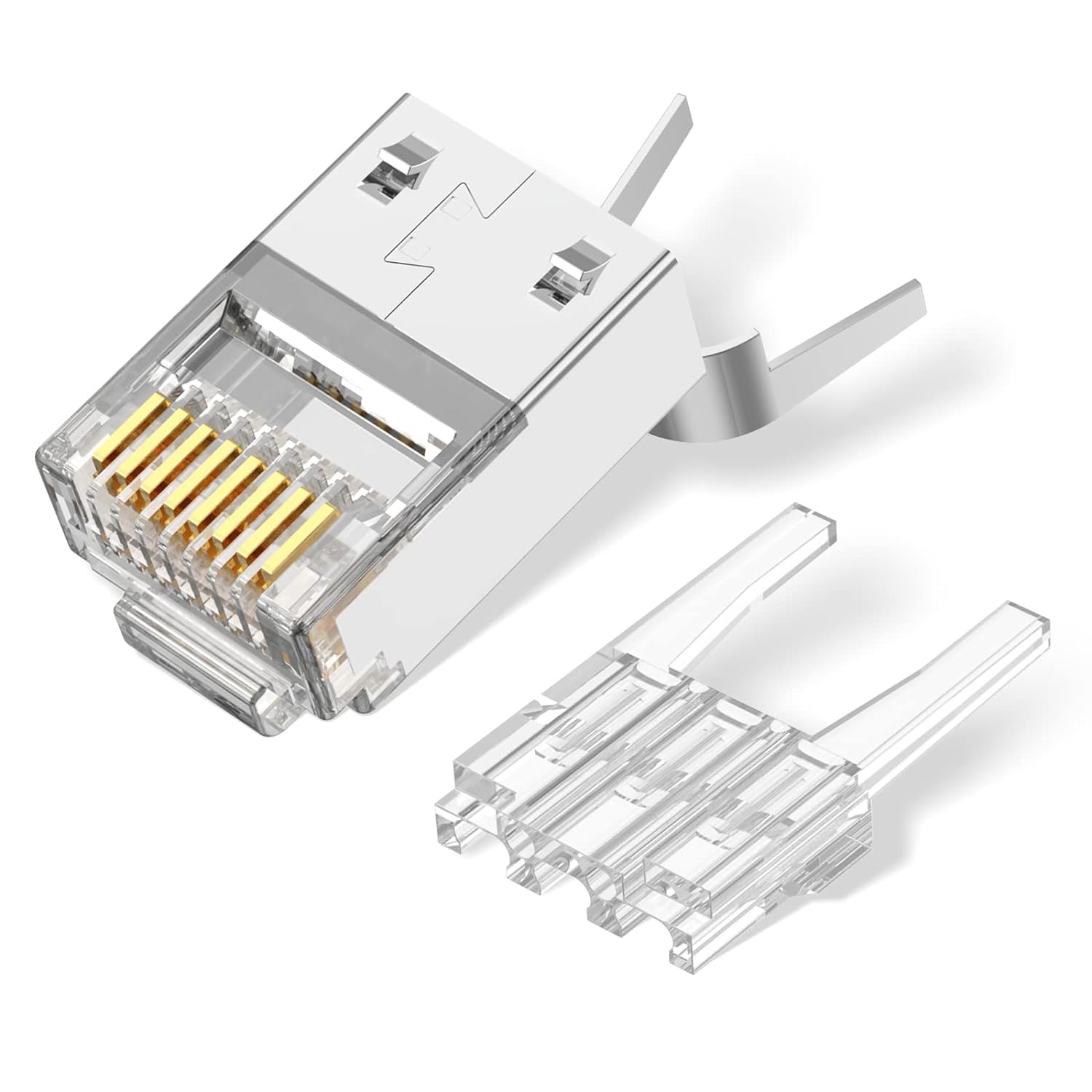 Mufa Ethernet Cat6, 20 buc, gold plated, compatibile cu Cat5 si Cat5e ...