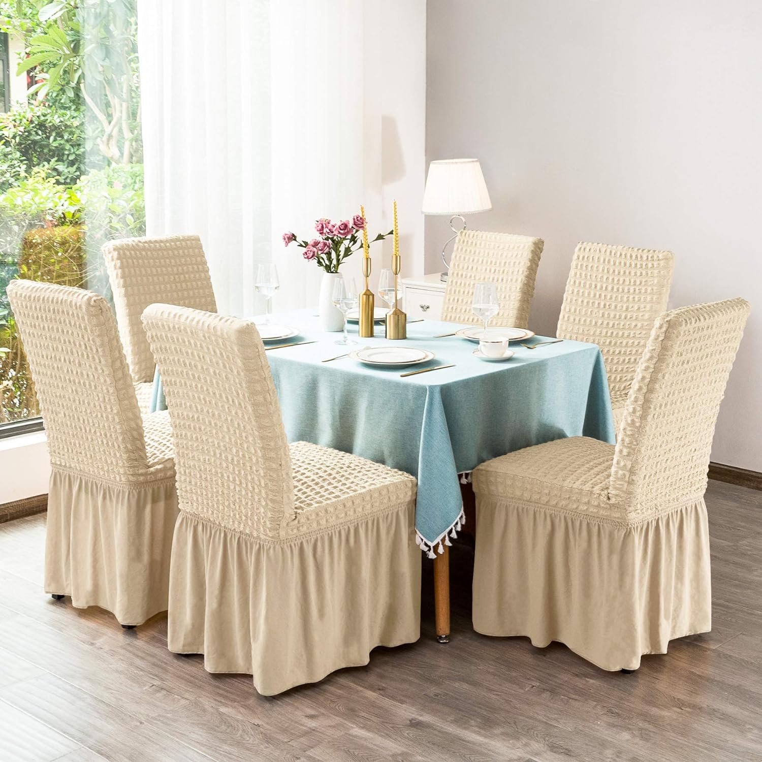Set 6 Huse Universale Blackstore® Supra-Elastice, pentru Scaune Rotunde ...