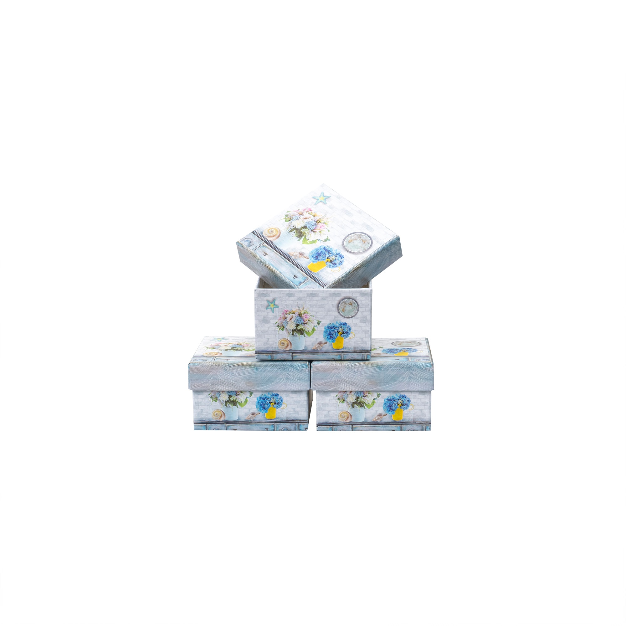 Cutii cadou, model patrat, cu imprimeuri diferite, 12/set, 9x9x5 cm, B ...
