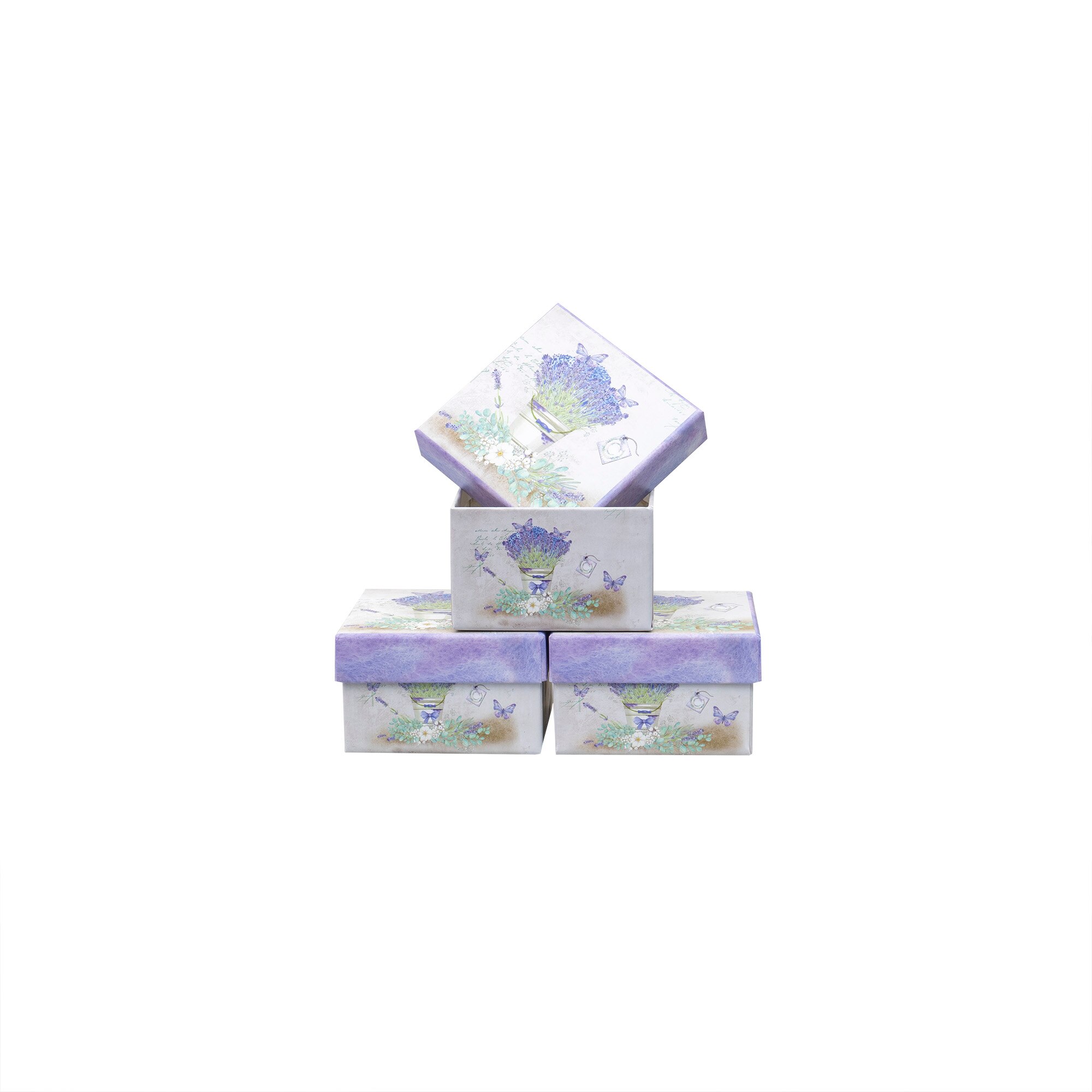 Cutii cadou, model patrat, cu imprimeuri diferite, 12/set, 9x9x5 cm, B ...