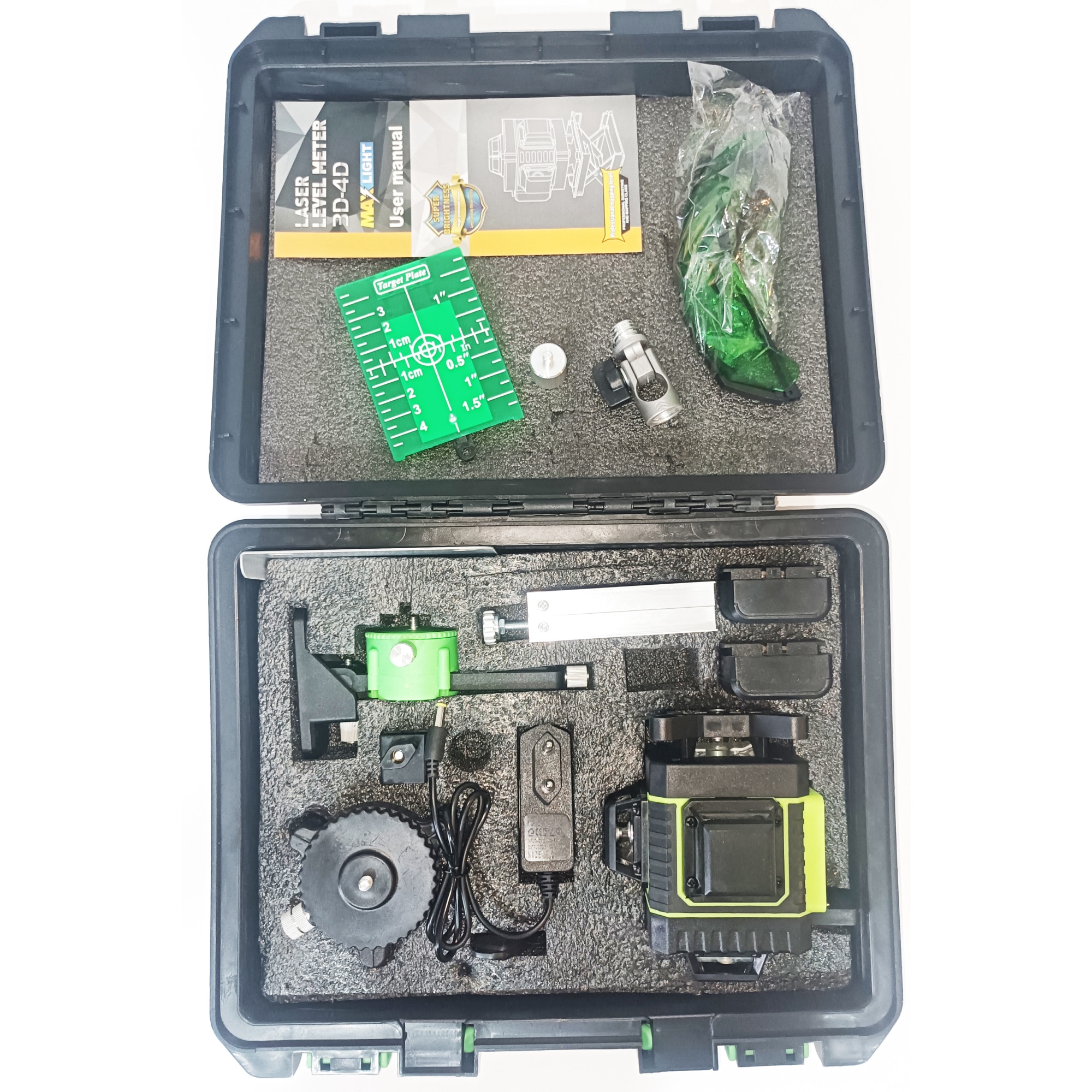 Set Nivela Laser HILDA PULSE, 4D, 16 linii, laser verde, raza de ...