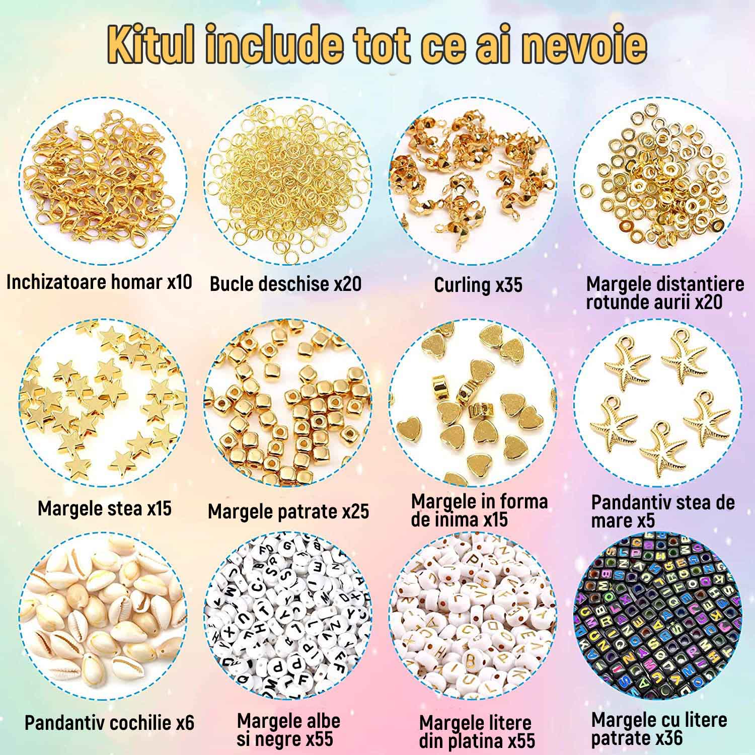 Kit de 3600 de bucati margele de argila, Pentru realizarea bratarilor ...