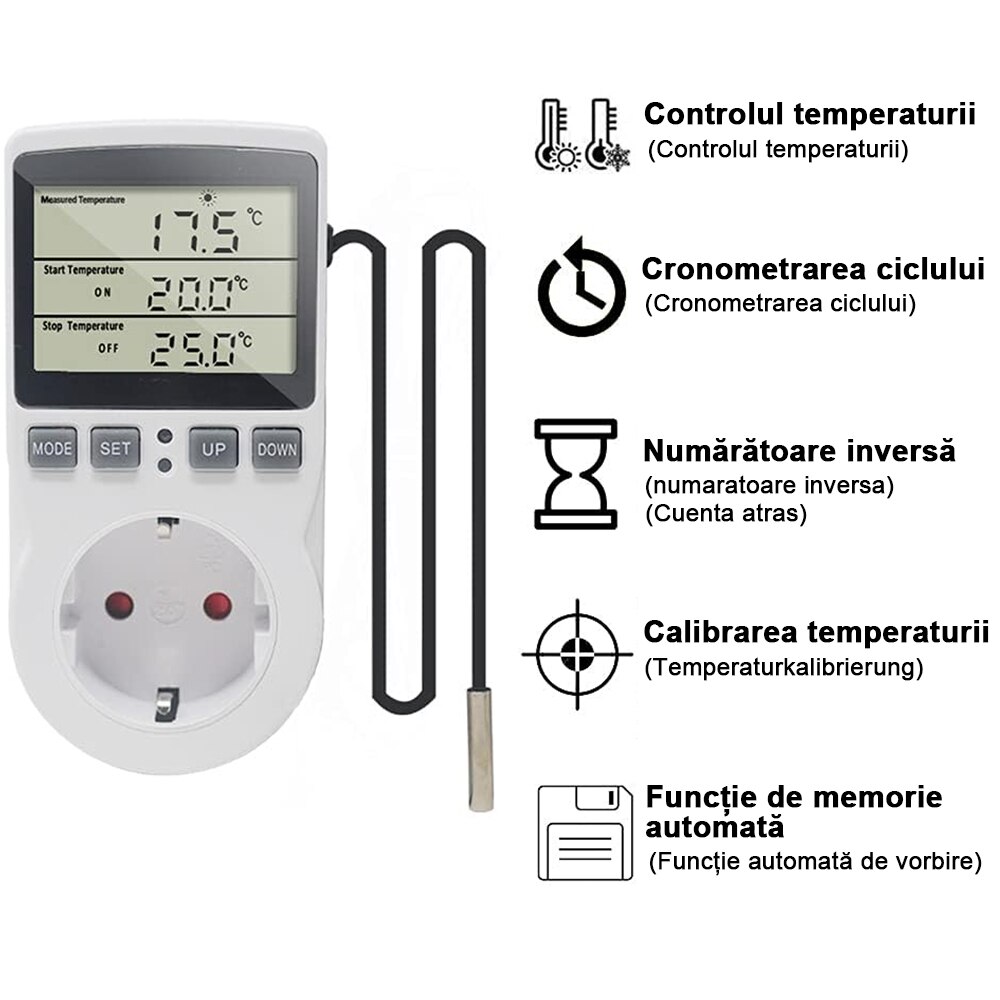 Priza inteligenta termostat, Sundiguer, Programabila Timp/Temperatura ...