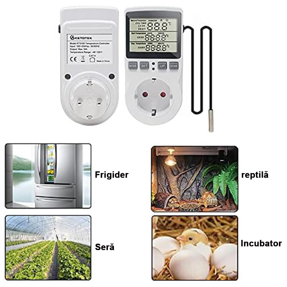 Priza inteligenta termostat, Sundiguer, Programabila Timp/Temperatura ...