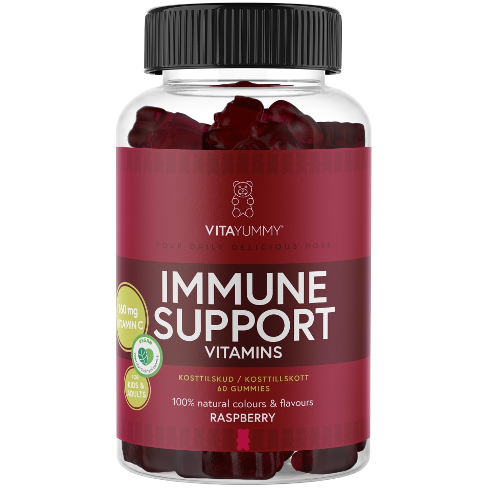 Multivitamine Imunitate, Ursuleti Gumati Vegani Cu Aroma De Zmeura, 60 Jeleuri, 180g - eMAG.ro