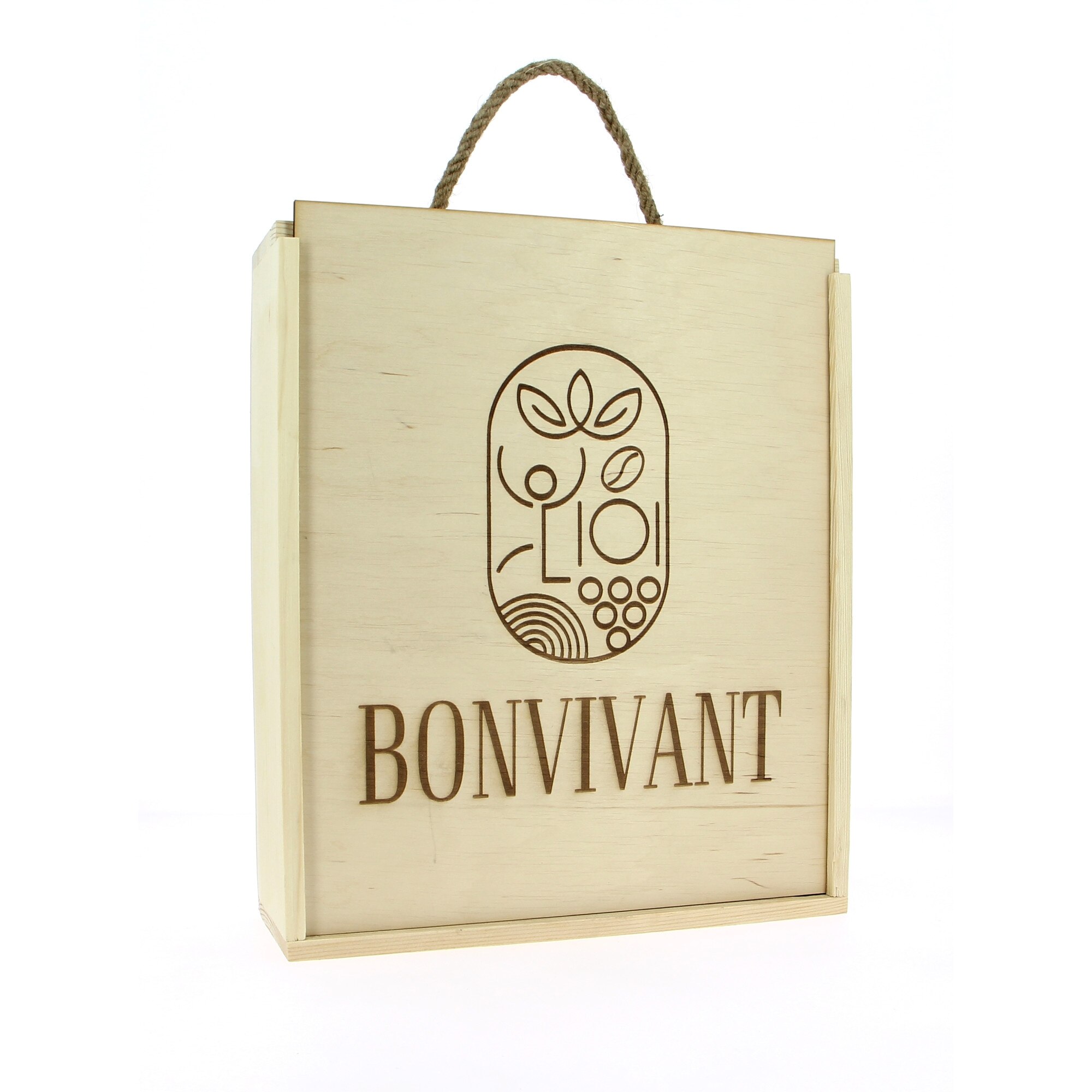 Кутия BONVIVANT, Дървена, 3 броя вина - eMAG.bg