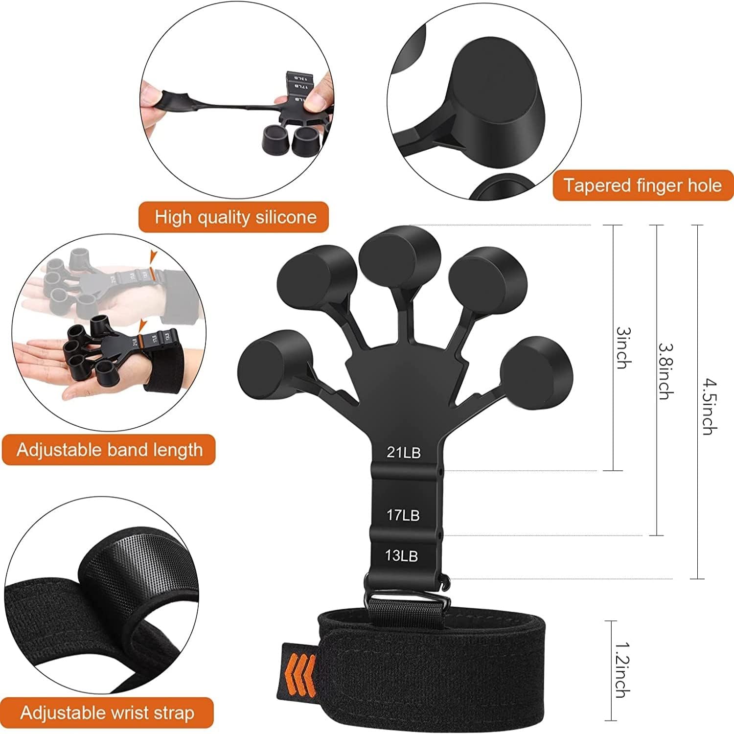 Extensor pentru degete, 6 Nivele rezistenta, Negru - eMAG.ro