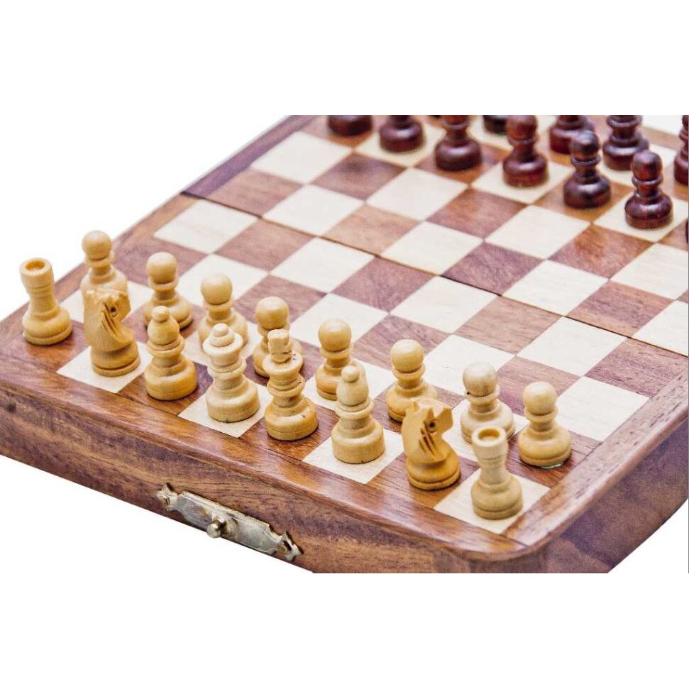 Set joc de sah, Giftdeco, Lemn, Alb/Maro - eMAG.ro