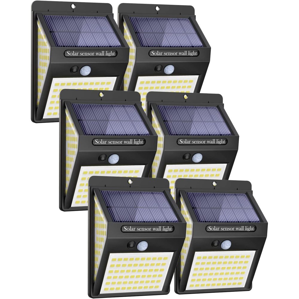 Set 6 lampi solare exterior, Tovbmup, 140 LED, senzor de miscare, IP65 ...