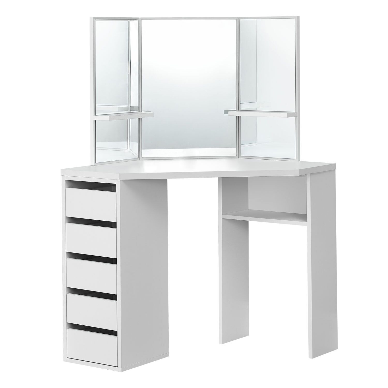 Masuta de toaleta ''Denisa'', cu LED, 5 sertare si 3 rafturi, pentru ...