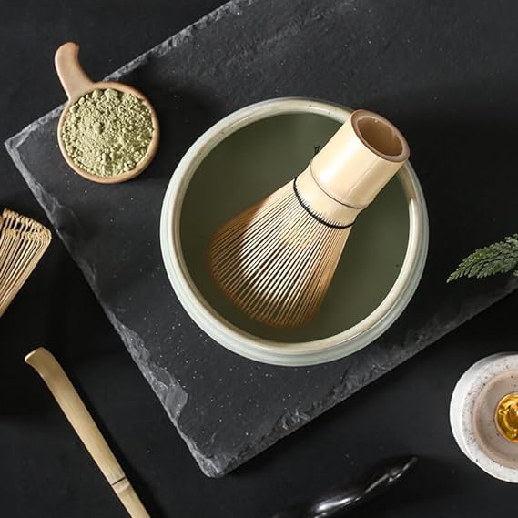 Set de ceai Matcha, Bambus/Ceramica, 7 bucati, Verde - eMAG.ro