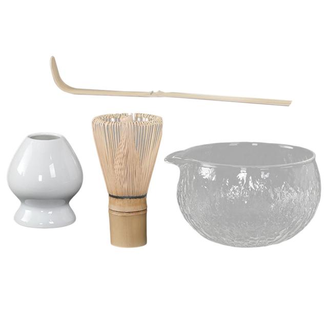 Set de ceai Matcha, Sticla/Bambus, Alb/Natural - eMAG.ro