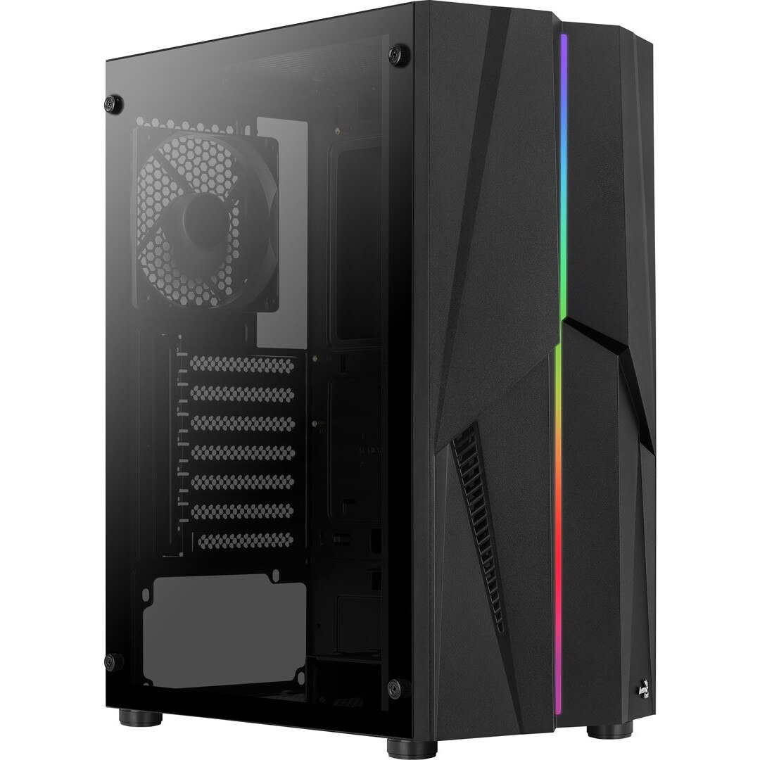 Carcasa AeroCool, Sticla, Midi Mecha v1, Fara sursa, RGB, Negru - eMAG.ro