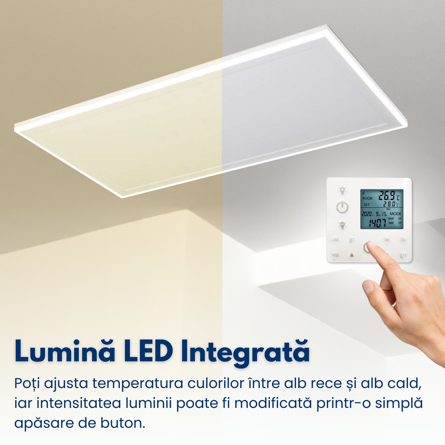 Panou radiant infrarosu cu iluminare 2 in 1 - Novosun Led 800W - eMAG.ro