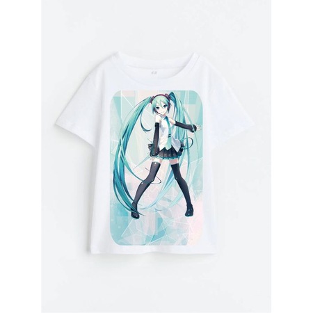Fehér pamut gyerek póló, 7-8 éves méret, egyedi Hatsune Miku M2 - eMAG.hu
